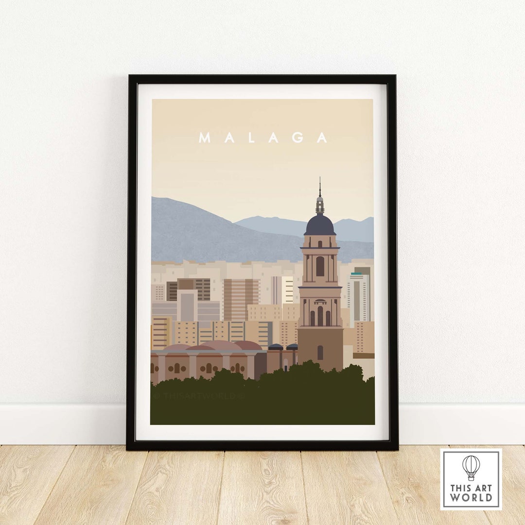 Malaga Travel Poster Print - Spanish Wall Art - Malaga Gift - Framed ...