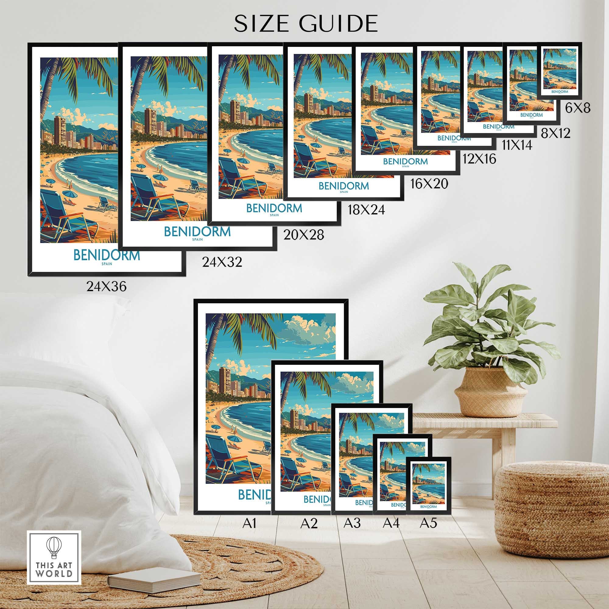 Benidorm Travel Poster Benidorm Art Print Spain Wall Art Benidorm Gift ...