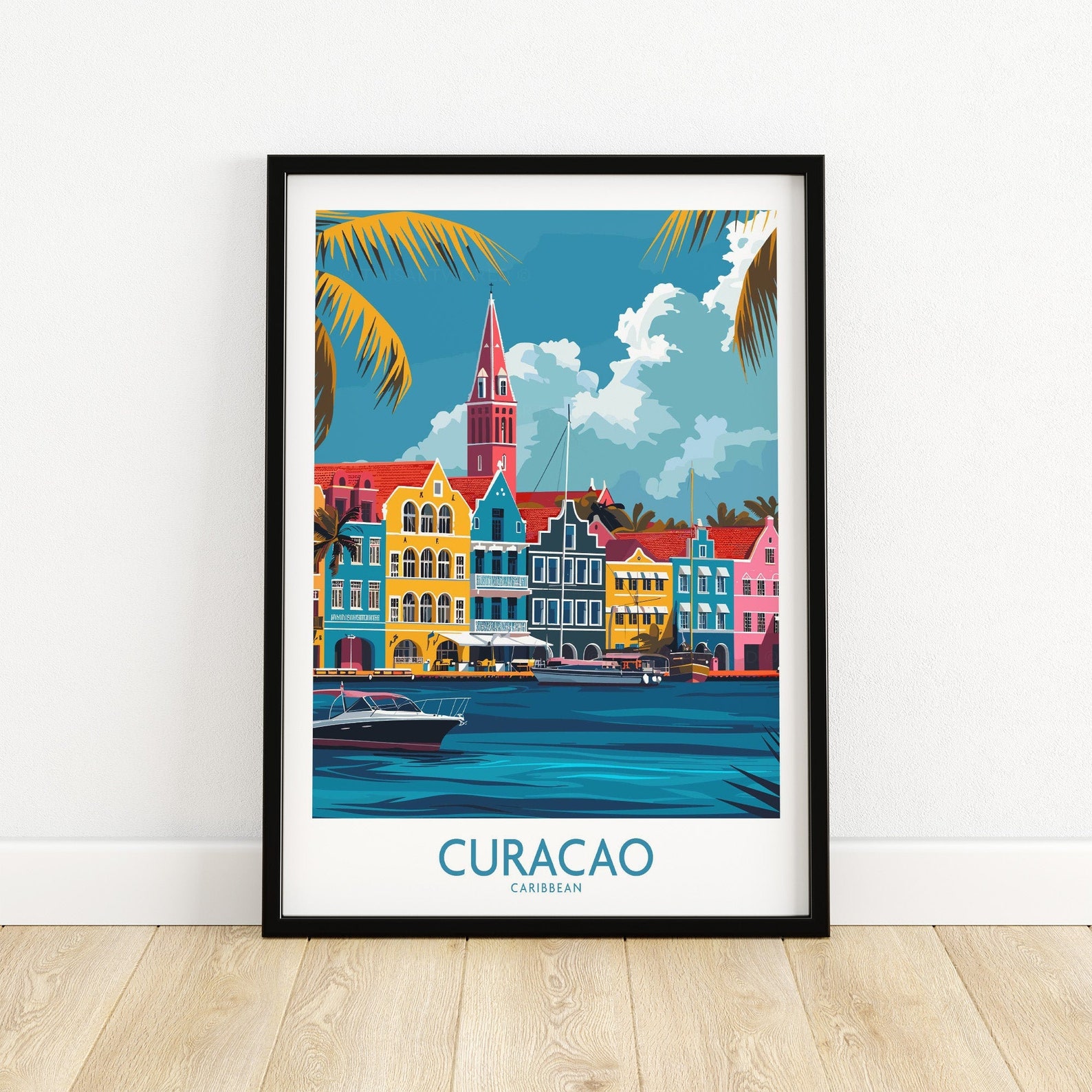 Curacao Print Wall Art Gift Curacao Caribbean Island Artwork Framed ...