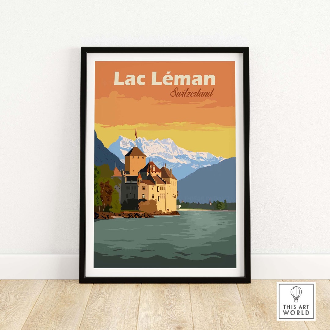 Lac Léman Switzerland Art Print | Lac Léman Poster | Swiss Wall Art - Etsy