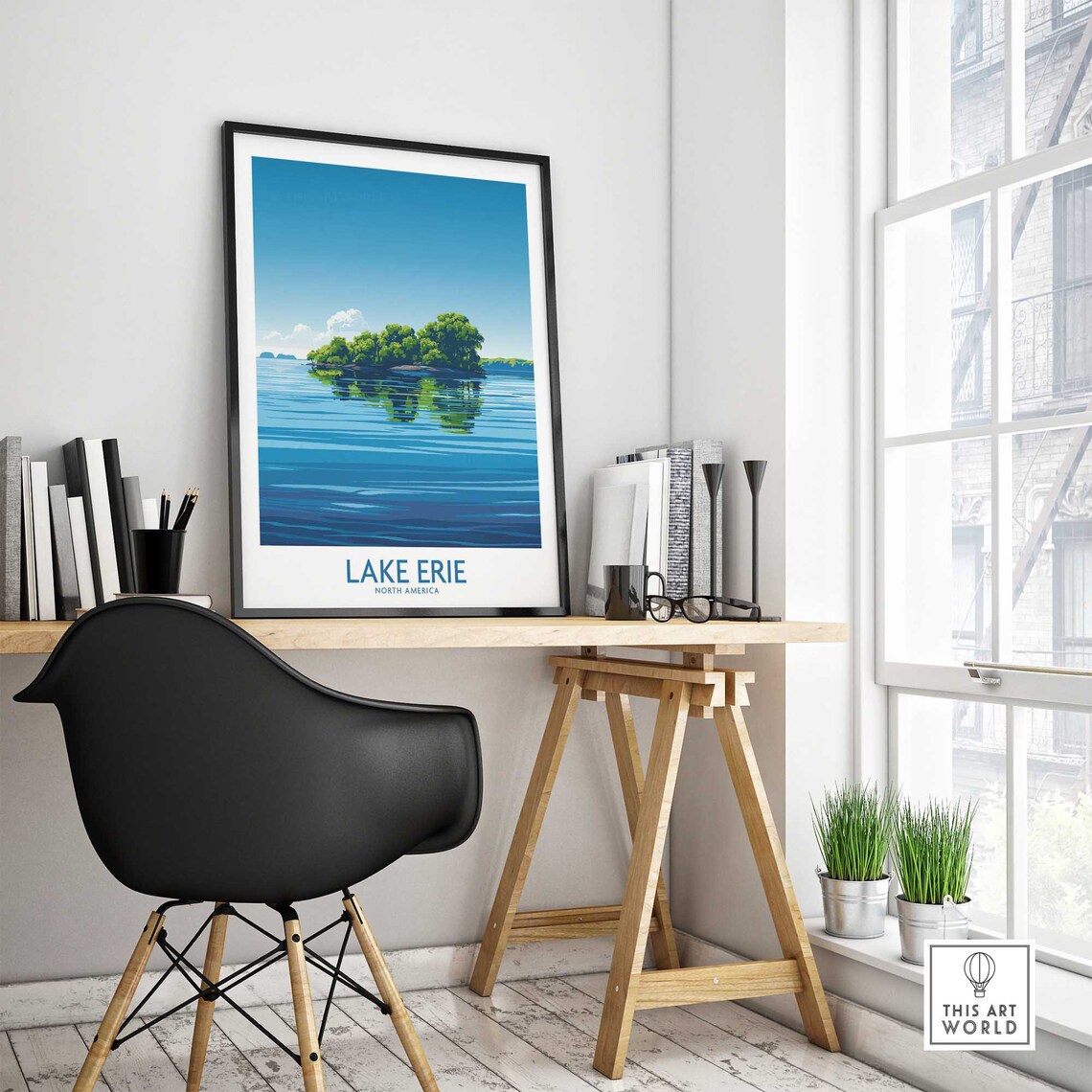 Lake Erie Travel Print - Great Lakes Travel Print Lake Erie Wall Art ...