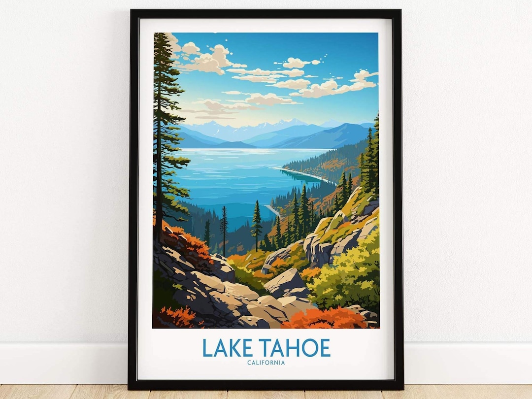 Lake Tahoe Art Print California Travel Poster | Birthday Present ...