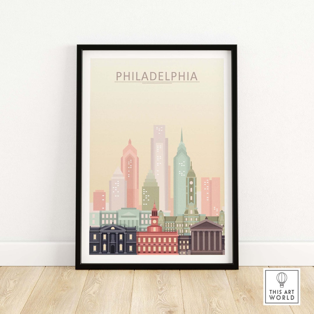Philadelphia Skyline Poster Philadelphia Print Wall Art - Etsy