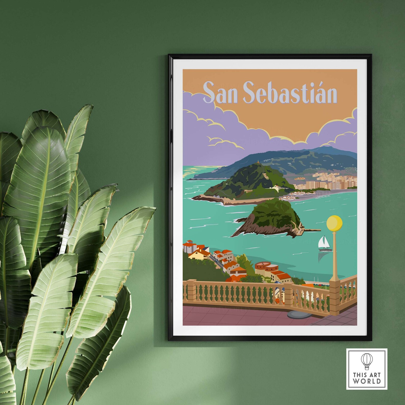 San Sebastián Poster Travel Print Donostia Spain Wall Art - Etsy