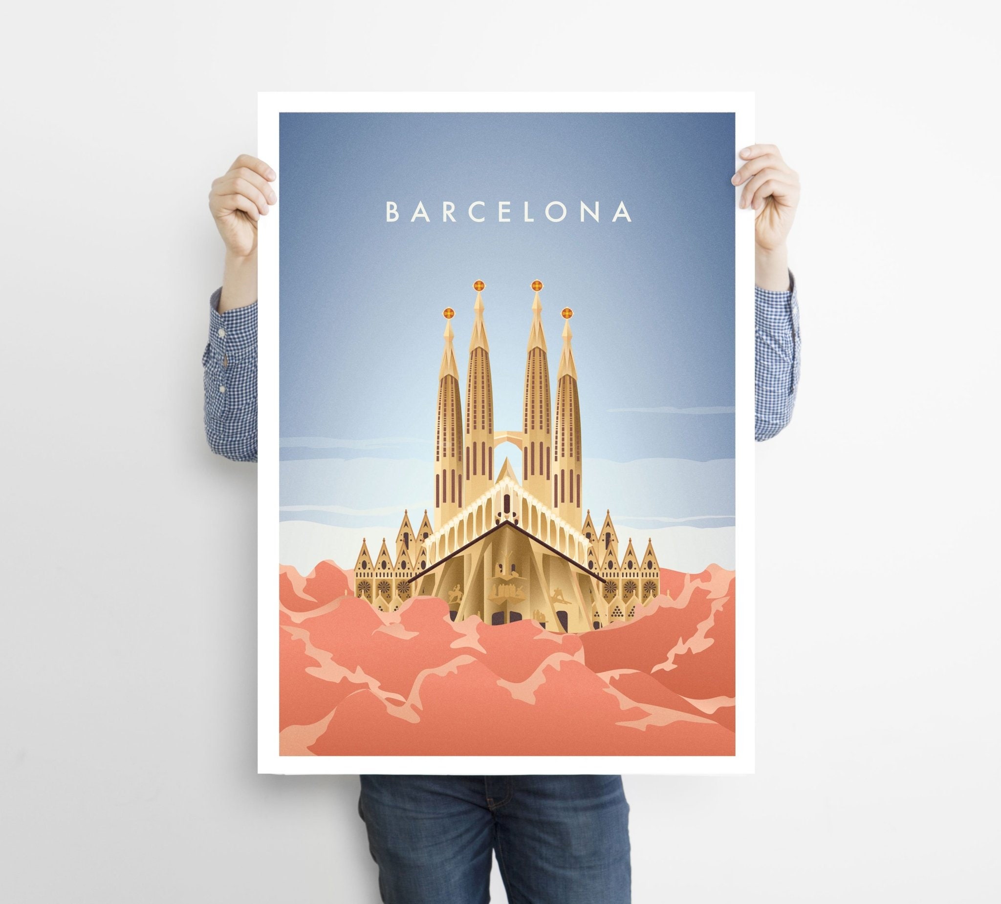 Barcelona Print Travel Poster Barcelona Wall Art City | Etsy