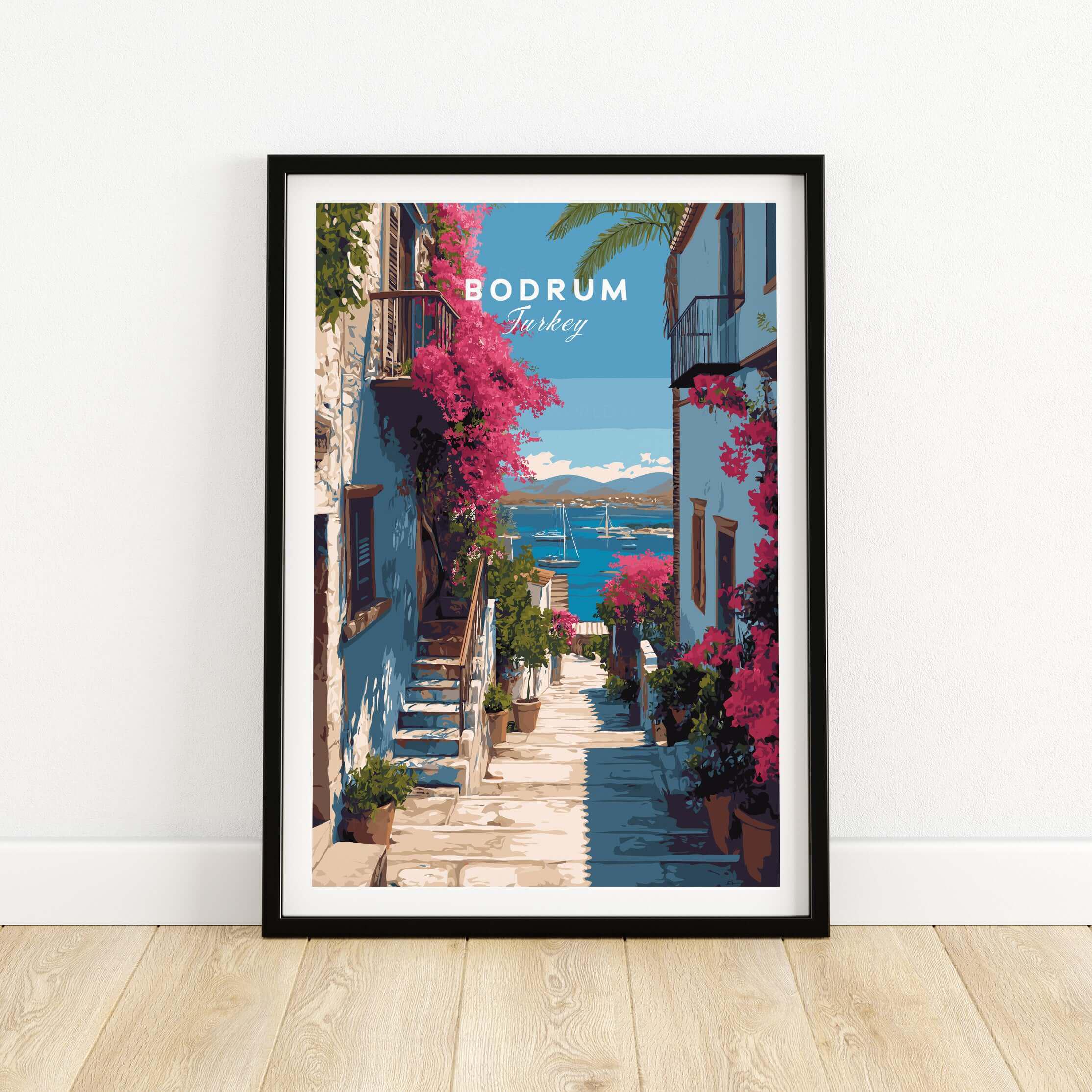 Turkey Bodrum Wall Art - Historic Turkish Riviera Poster, Vintage ...