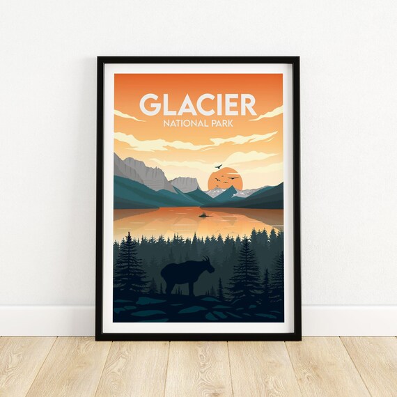 Glacier Print National Park Poster Montana Art Print - Etsy
