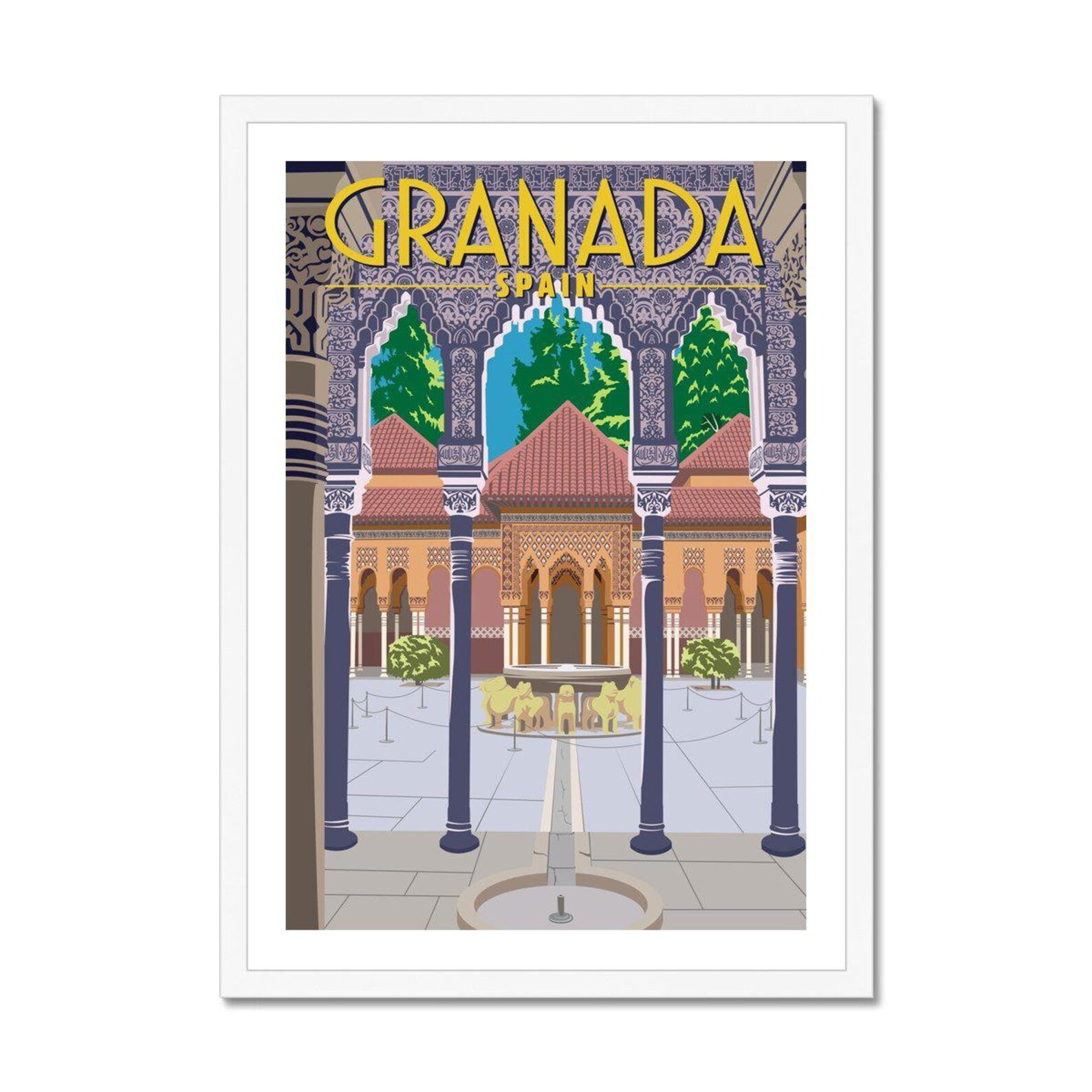 Granada Poster Spain Print Wall Art Vintage Art Print | Etsy