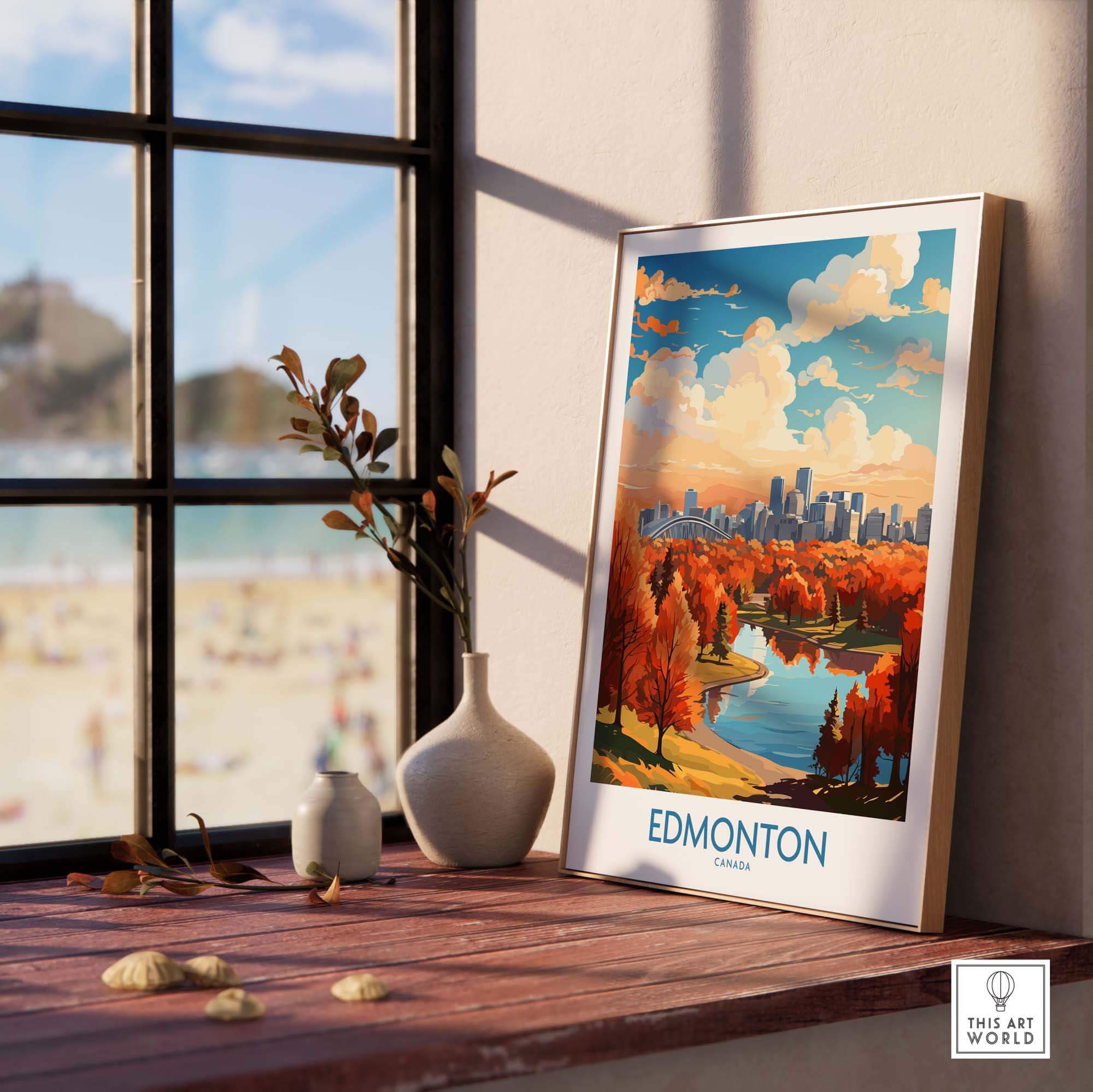 Edmonton Cityscape Wall Art Print - Vibrant Travel Poster Featuring ...