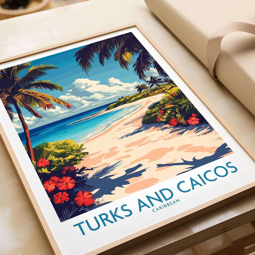 Turks and Caicos Travel Poster Turks and Caicos Art Print Travel Print ...