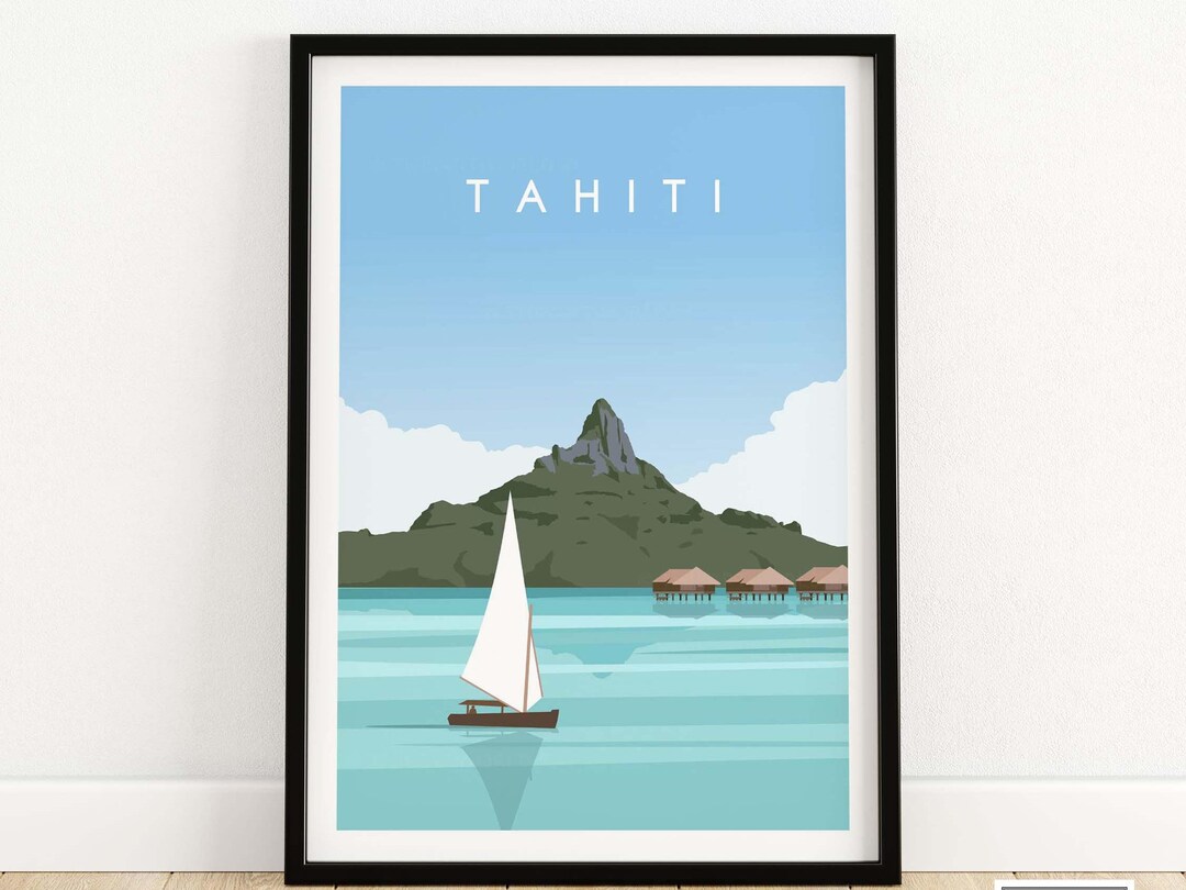 Tahiti Poster | Tropical Travel Print | French Polynesia Island Wall ...