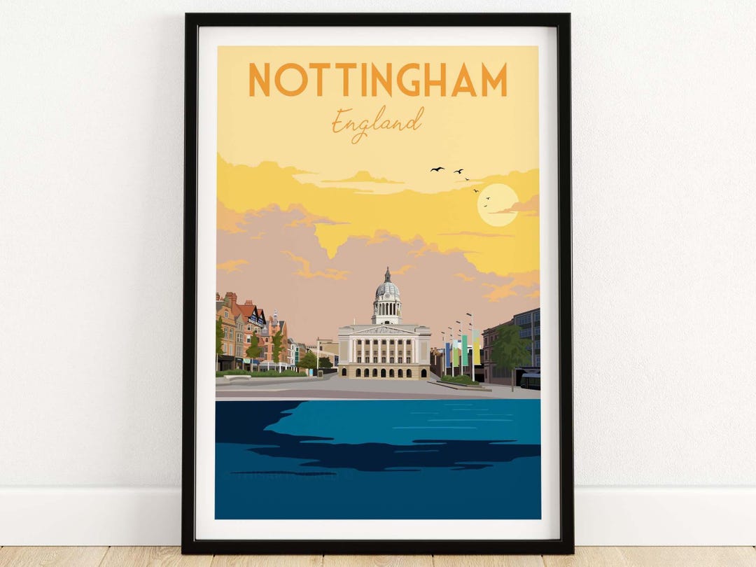Nottingham Print | England Travel Poster | Nottingham Wall Art | East ...