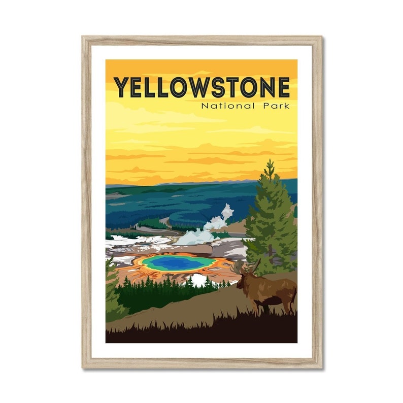 Yellowstone Print National Park Vintage Poster Yellowstone | Etsy