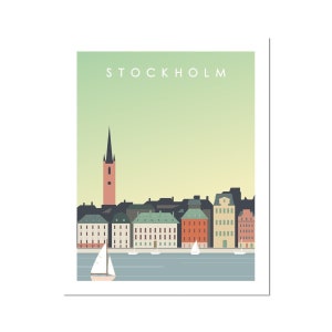 Stockholm Print Sweden Travel Poster Swedish Gift Idea | Etsy