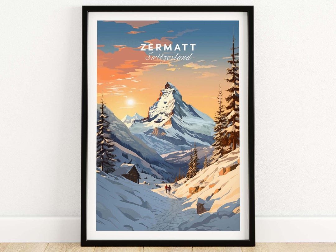 Zermatt Poster Travel Poster | Birthday Present | Wedding Anniversary ...