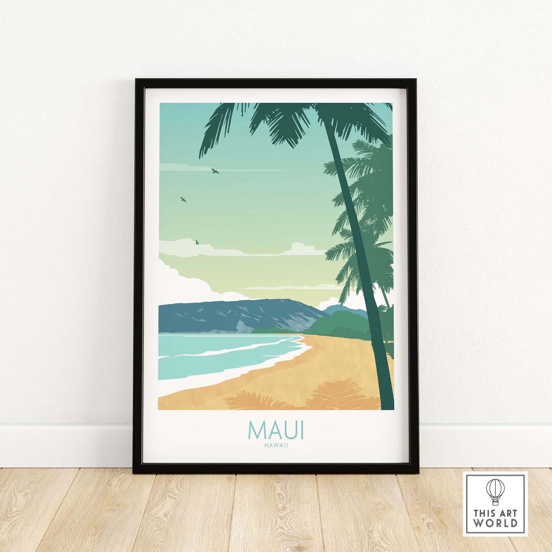 Maui Print Hawaii Poster Maui Hawaii Wall Art Maui Beach - Etsy