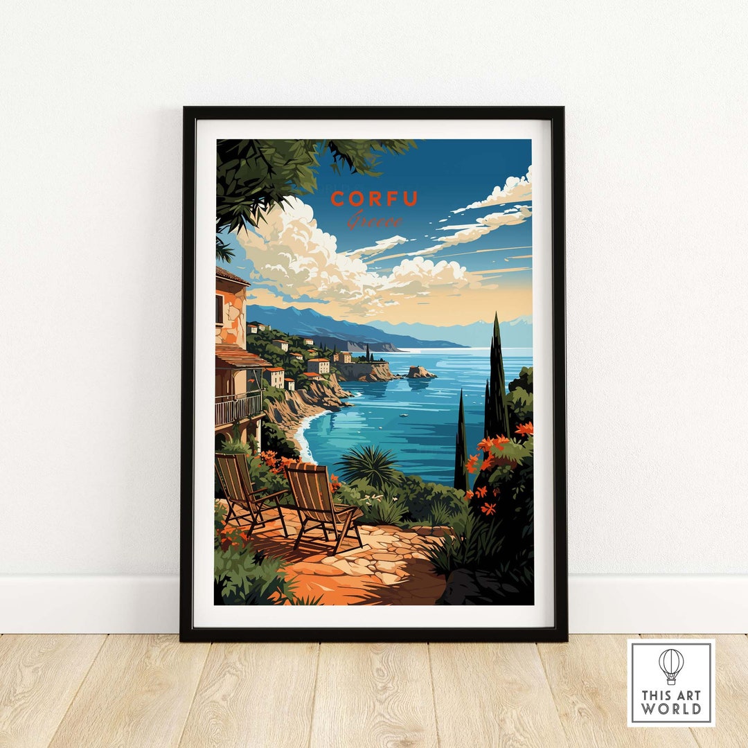 Corfu Poster Travel Poster Birthday Present Wedding - Etsy