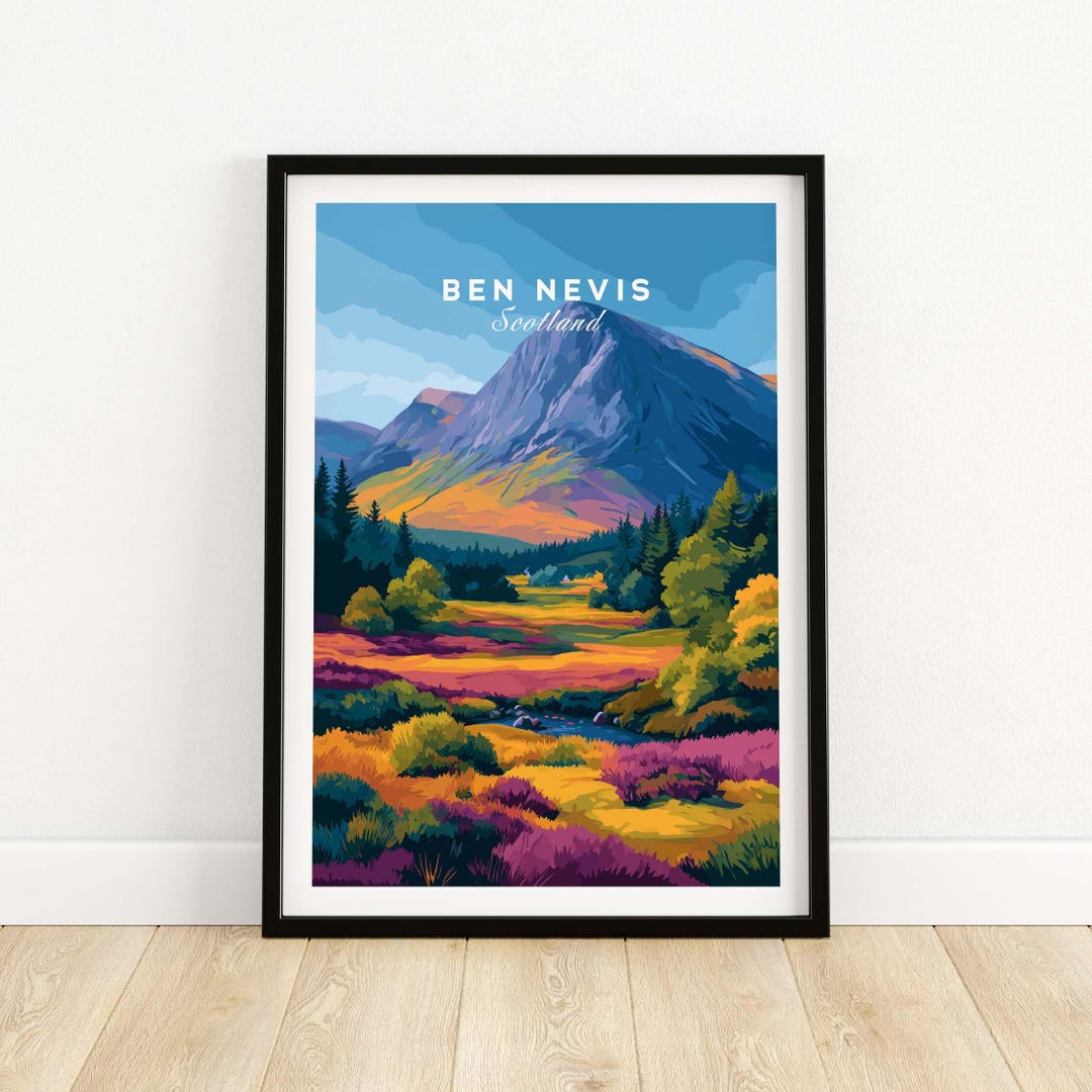 Ben Nevis Scotland Poster Autumn Mountain Landscape Wall Art Print Gift ...