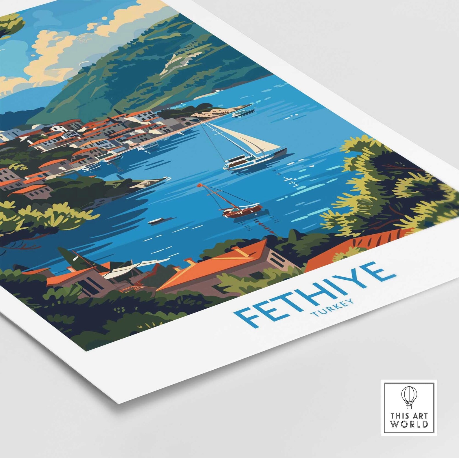 Fethiye Poster Print - Travel Wall Art Gift Turkey Sailing Gift ...