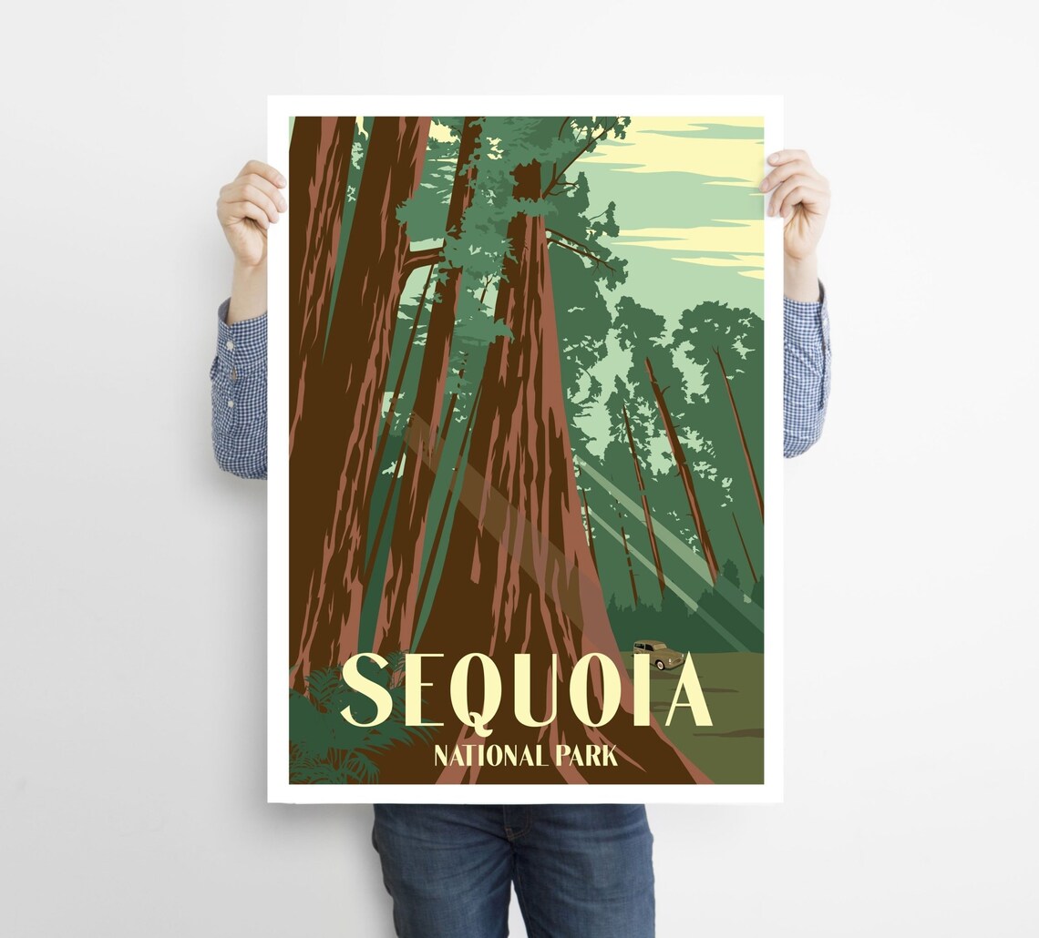 Sequoia National Park Poster Vintage Print Sequoia Tree | Etsy