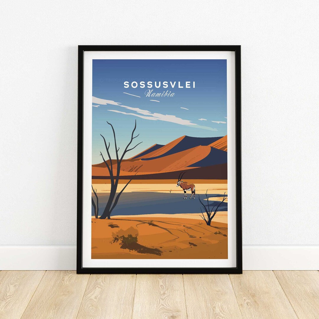 Sossusvlei Namibia Wall Art Art Print Travel Print Home Décor Poster Gift Digital Illustration ...