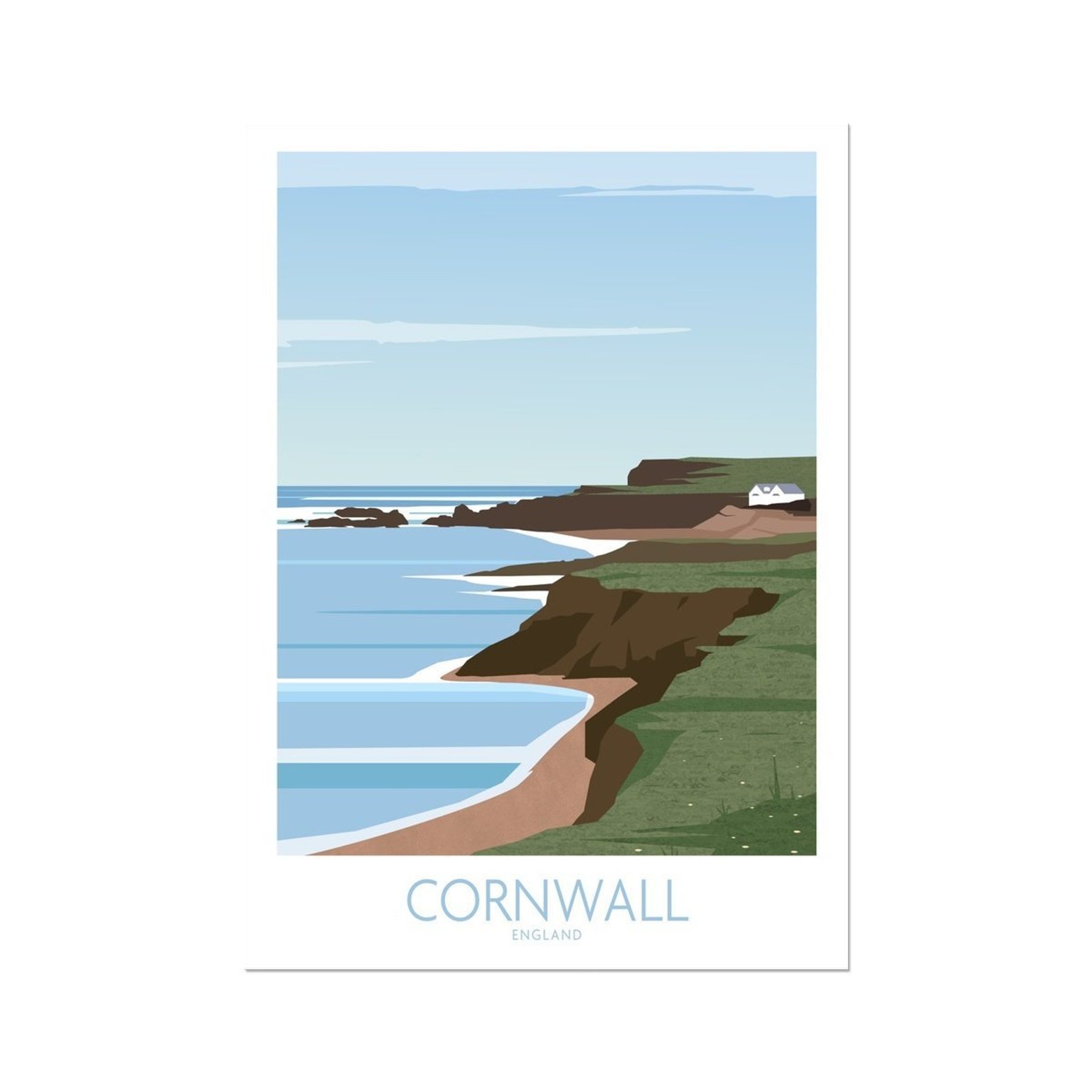 Cornwall Poster Print Wall Art Cornish Coastal Artwork | Etsy