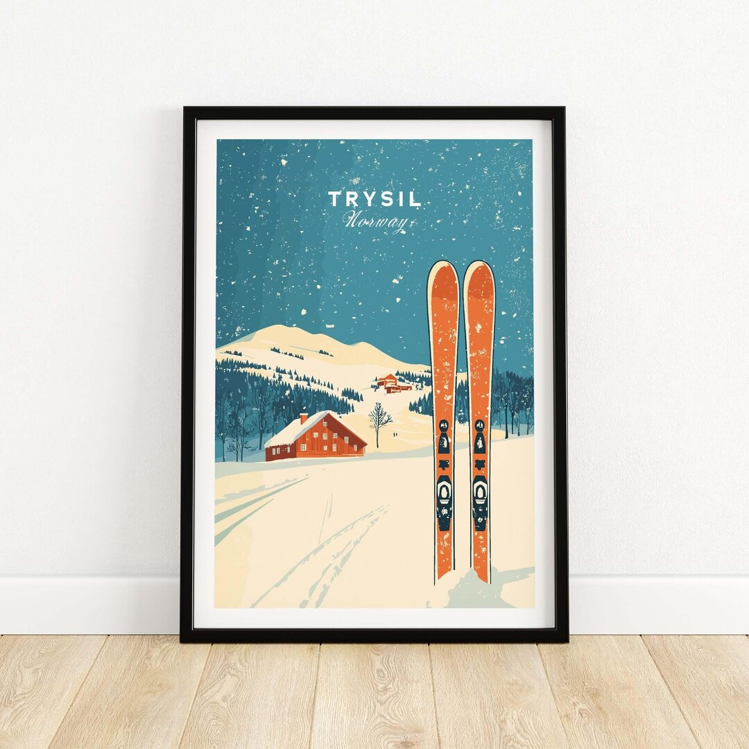Trysil Ski Art Print Norway Ski Lodge Wall Art Home Decor Skiing Gift ...