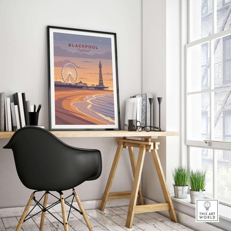 UK Seaside Wall Decor - Blackpool Beach and Pier Print - Etsy UK