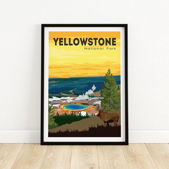 Yellowstone Print National Park Vintage Poster Yellowstone | Etsy