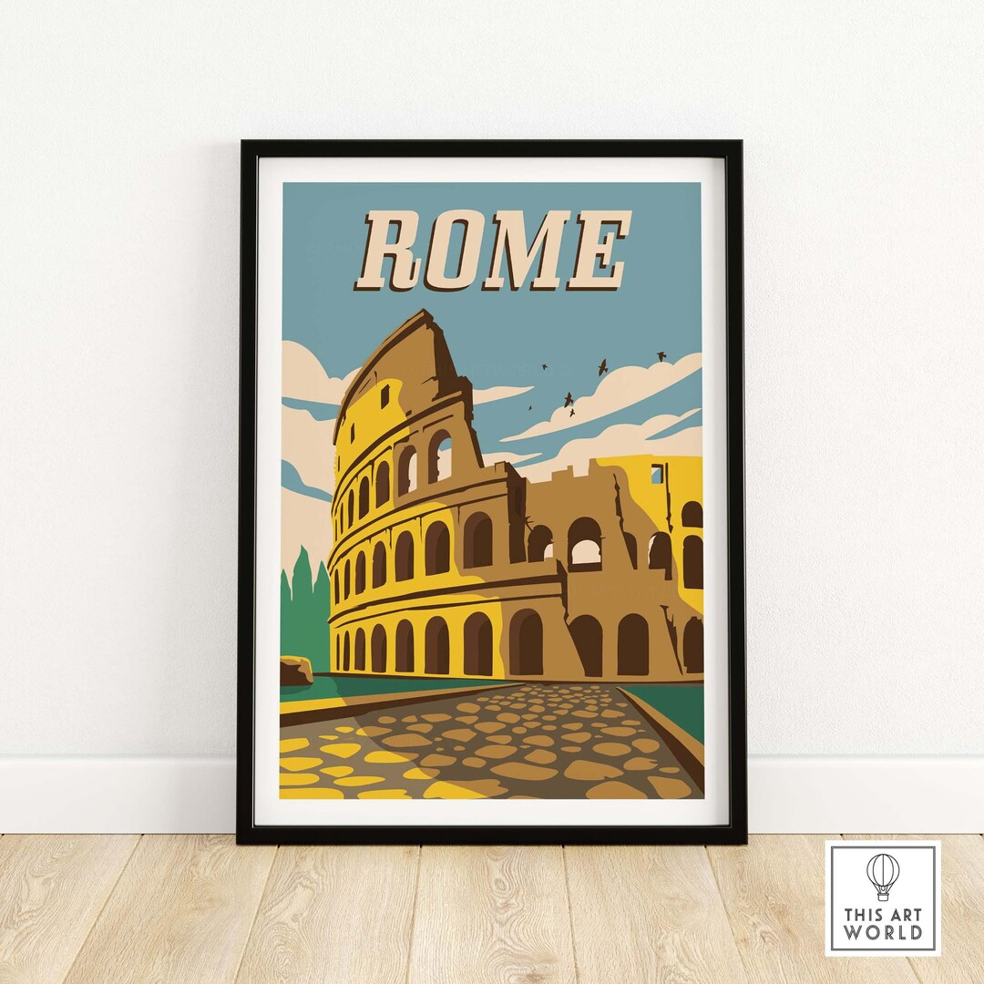 Rome Print Italy Retro Travel Poster Roma Wall Art Rome - Etsy