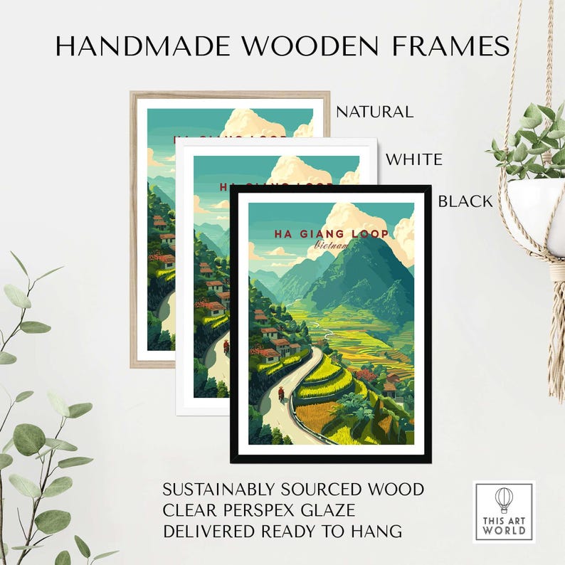 Ha Giang Loop Travel Poster - Vietnam Rice Terraces and Road Scene - Etsy