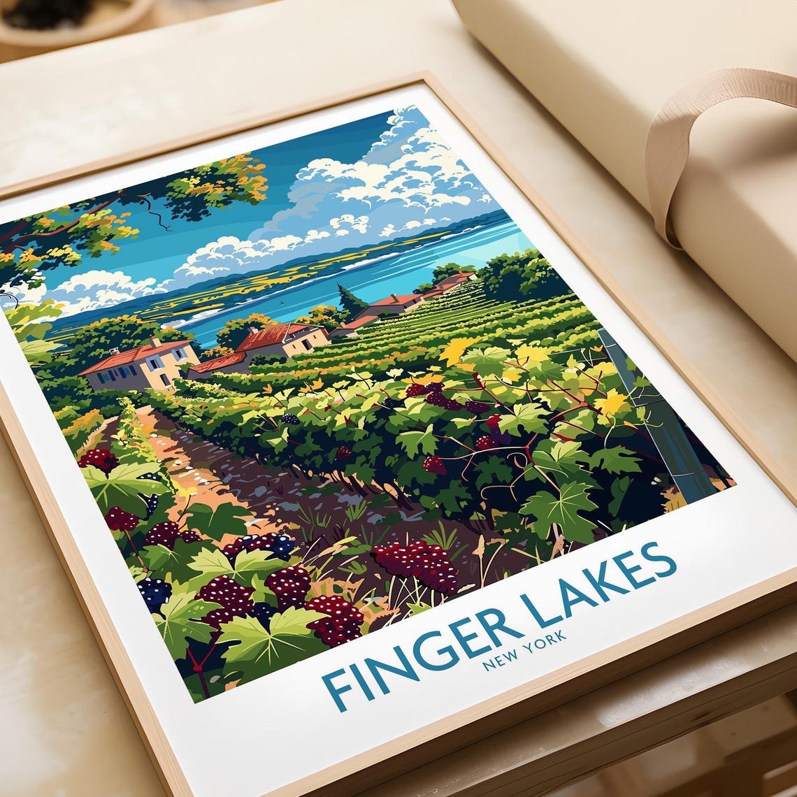 Finger Lakes Poster - Wine Region Travel Print Wall Art New York Wall ...