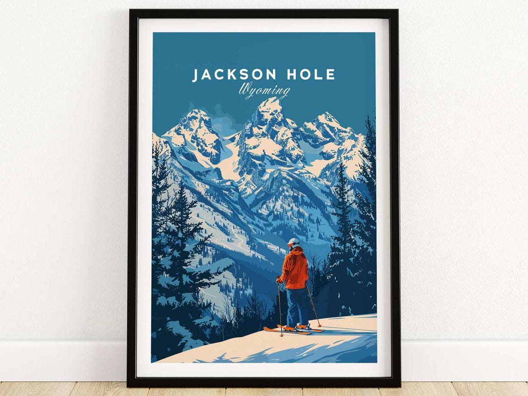 Jackson Hole Ski Poster - Wyoming Jackson Hole Ski Resort Travel Print ...