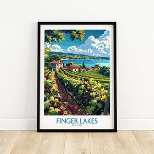 Finger Lakes Poster - Wine Region Travel Print Wall Art New York Wall ...