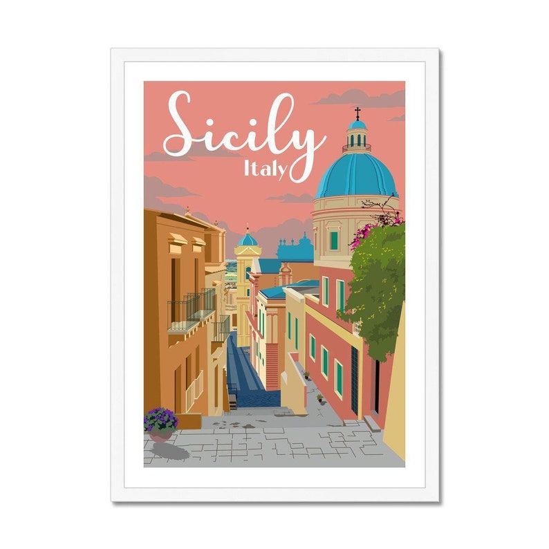 Sicily Print Italy Travel Poster Sicily Wall Art Sicily | Etsy