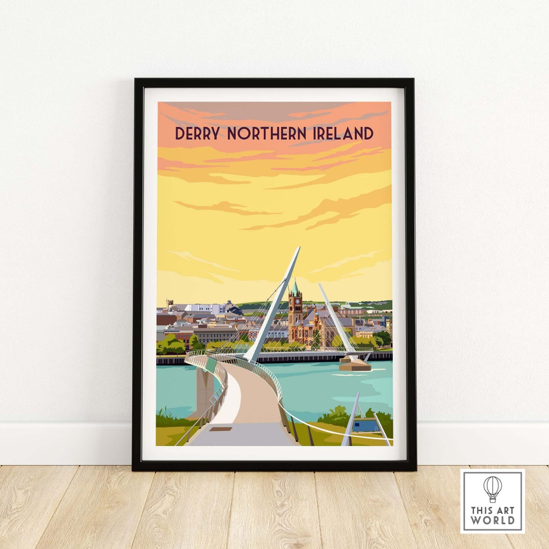 Derry Poster Print Londonderry Wall Art Northern Ireland Home Decor ...