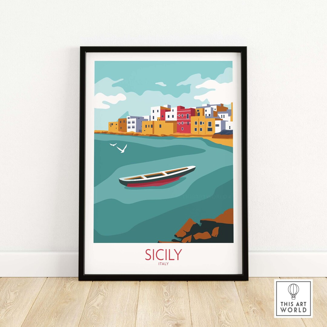 Sicily Poster Italy Travel Art Print Sicily Italy Wall Art - Etsy