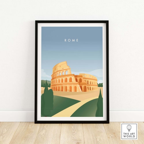 Rome Poster Italy Travel Print Rome Wall Art Roma Retro - Etsy