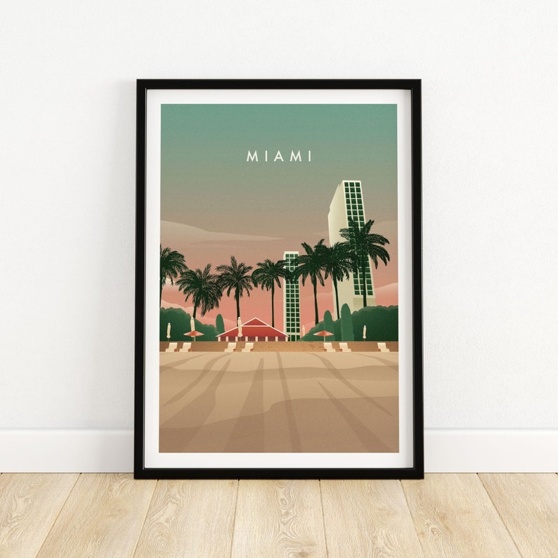 Miami Print Miami Travel Poster Miami Wall Art Miami | Etsy