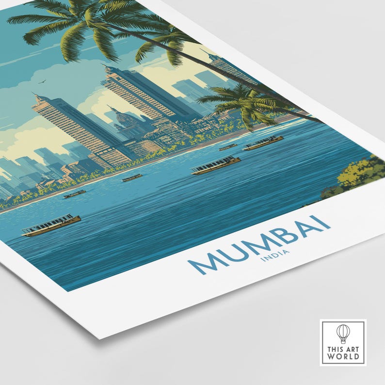 Mumbai India Skyline Poster, Vintage City Wall Art, Urban Home Decor ...