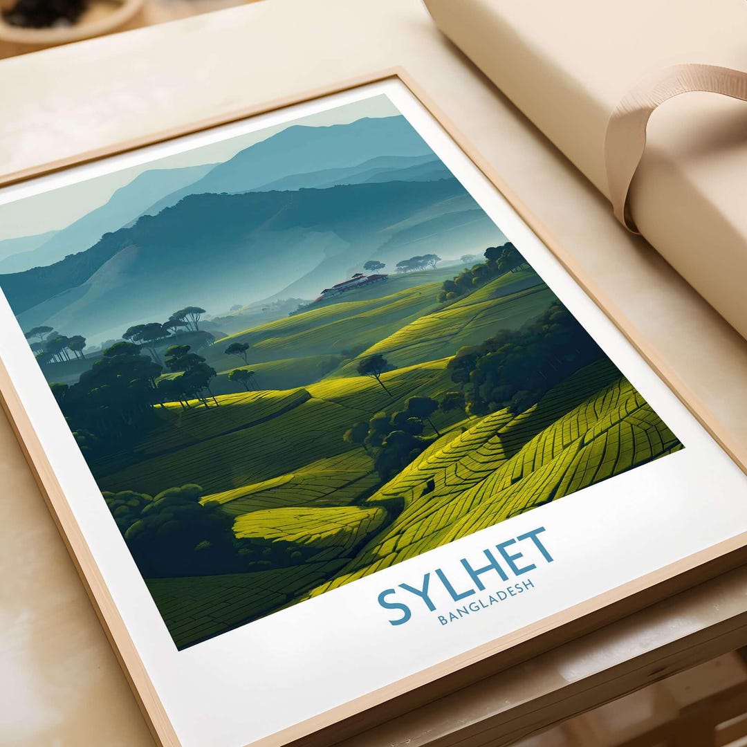 Sylhet Bangladesh Poster - Tea Plantation Fields Artwork, Nature Wall ...