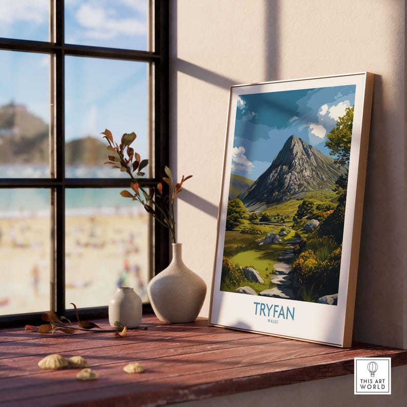 Tryfan Wall Art - Wales Hiking Trail Map Print, Snowdonia National Park ...