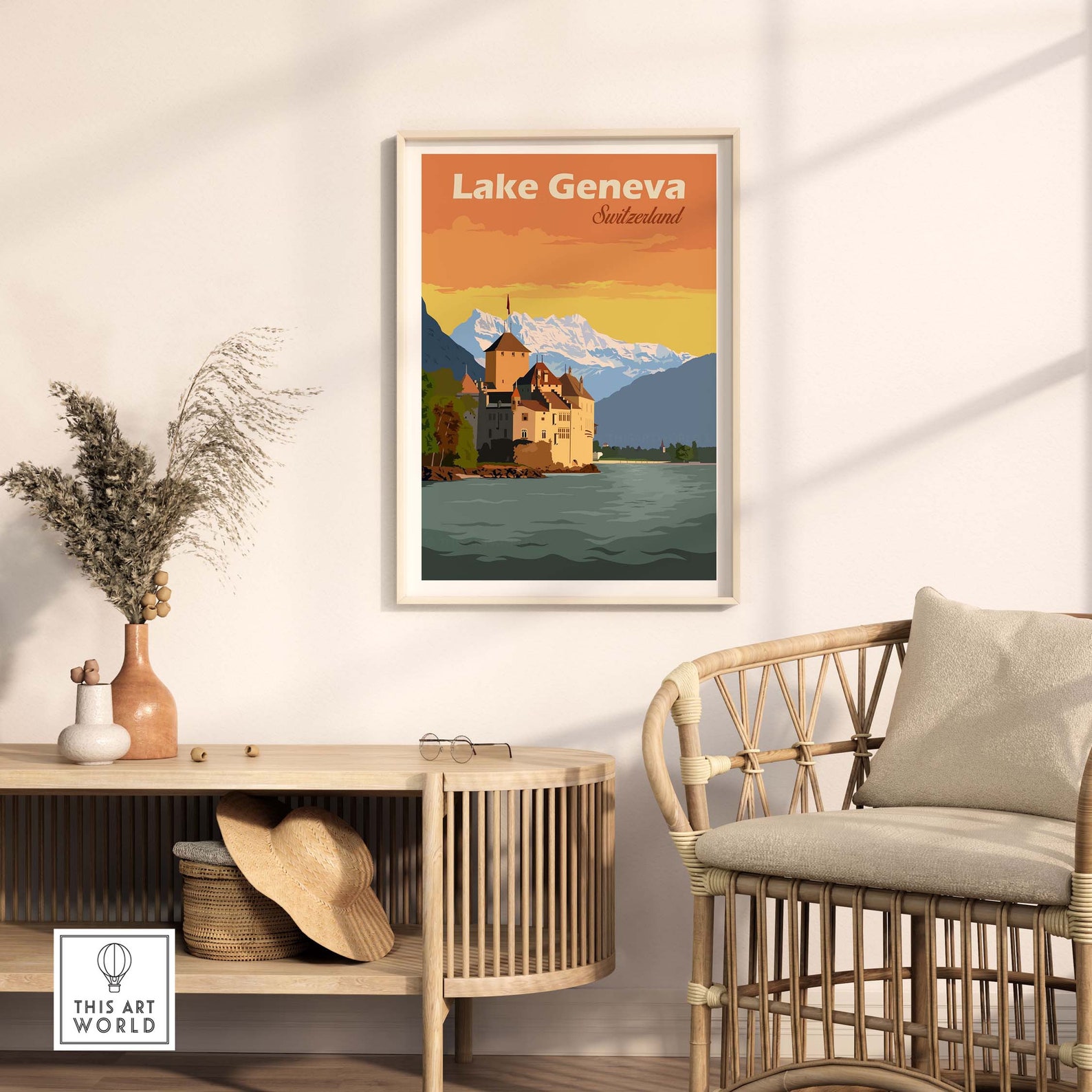 Lake Geneva Poster Switzerland Print Lake Geneva Wall Art - Etsy