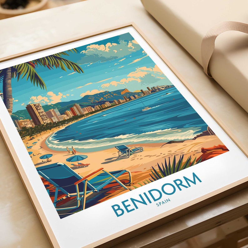 Benidorm Travel Poster Benidorm Art Print Spain Wall Art Benidorm Gift ...