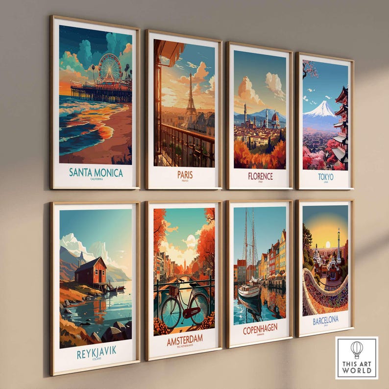 Santa Monica Pier Poster California Wall Art Santa Monica Wall Art Gift ...
