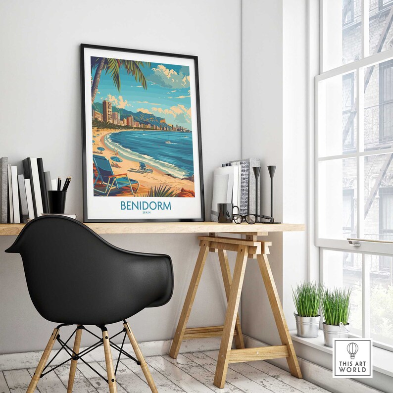 Benidorm Travel Poster Benidorm Art Print Spain Wall Art Benidorm Gift ...
