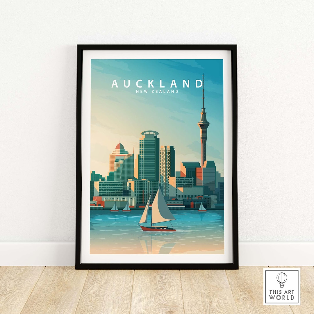 Auckland Travel Poster Print This Art World - Etsy