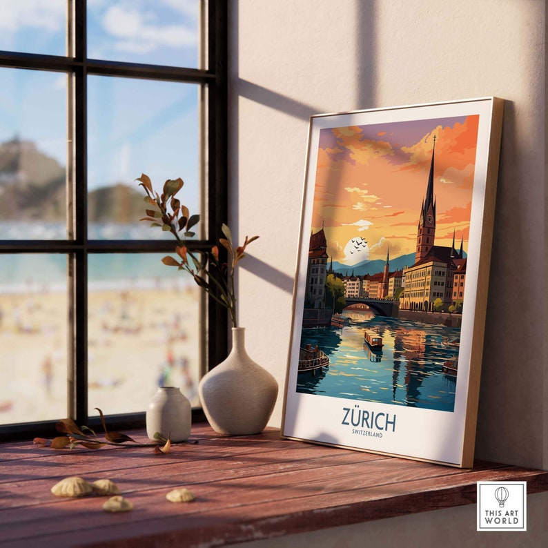 Zurich Print Travel Poster Print | Birthday Present | Wedding ...