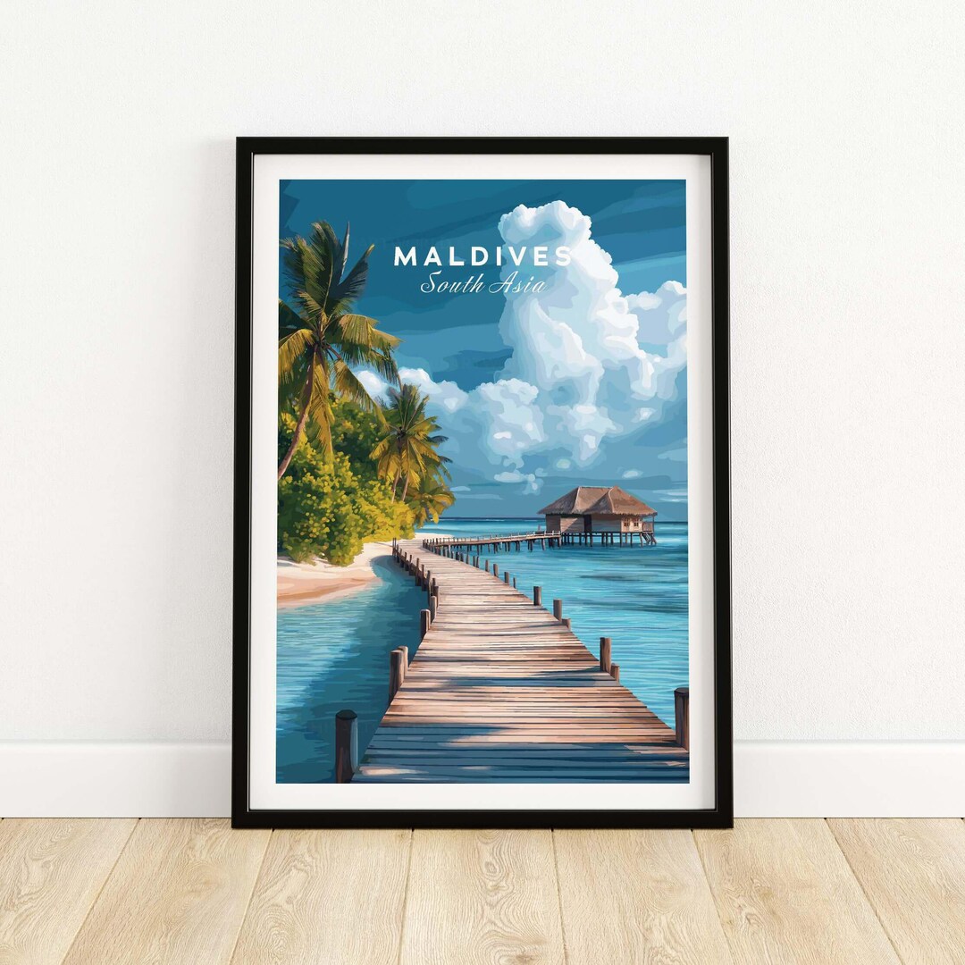 Maldives Travel Print Wall Art Maldives Poster Artwork Travel Home ...