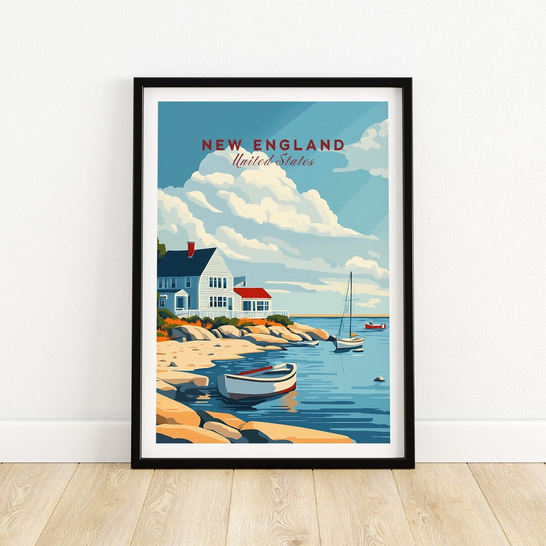 New England Travel Poster New England Art Print Travel Print | Home ...